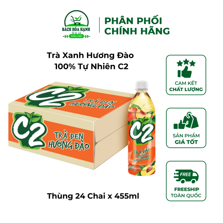 Trà Xanh Hương Đào 100% Tự Nhiên C2 Thùng 24 Chai x 455ml | Lazada.vn