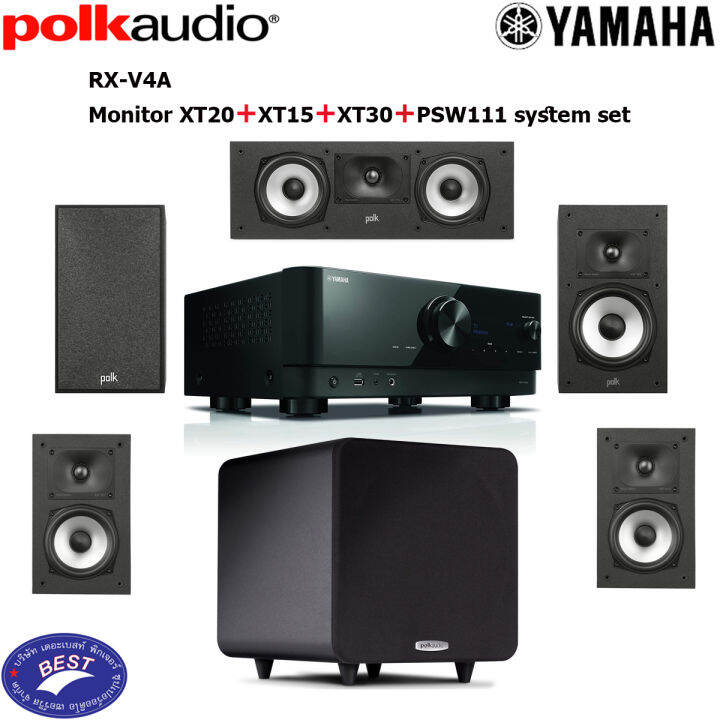 Yamaha RX-V4A + Polk Audio Monitor XT20+XT15+XT30+PSW111 system set 5 ...