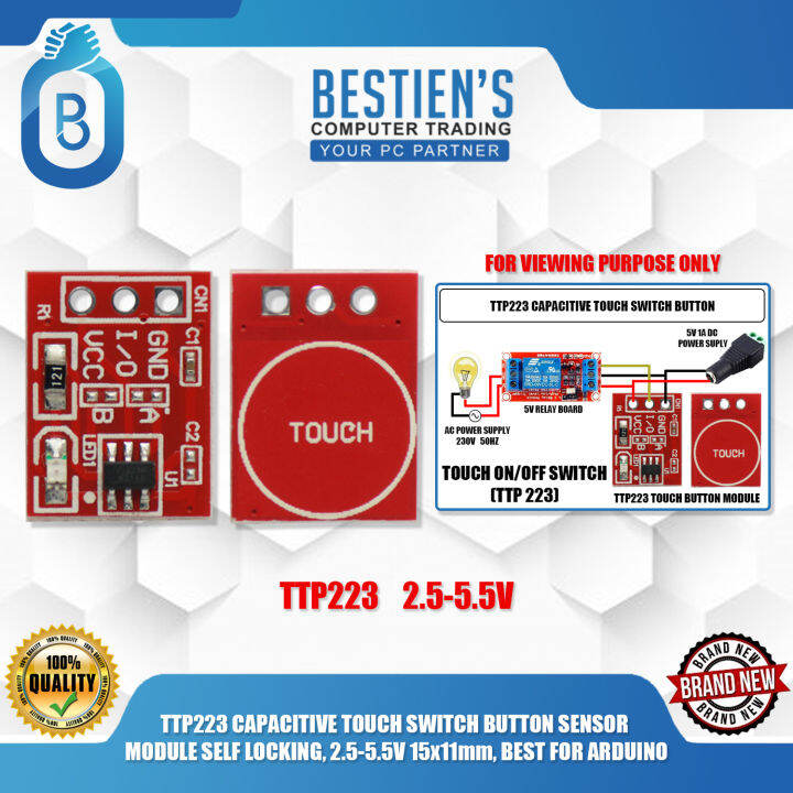 TTP223 CAPACITIVE TOUCH SWITCH BUTTON SENSOR MODULE SELF LOCKING, 2.5-5 ...