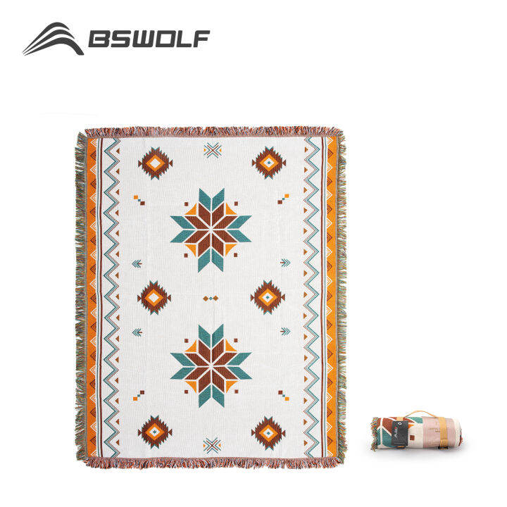 BSWolf Jacquard Blanket Camping Blanket Pattern Camping Decoration Soft Multipurpose Outdoor ...