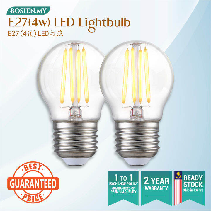 LED E27 (4W) Warm White Glass Bright Energy Saving Room Home Living ...