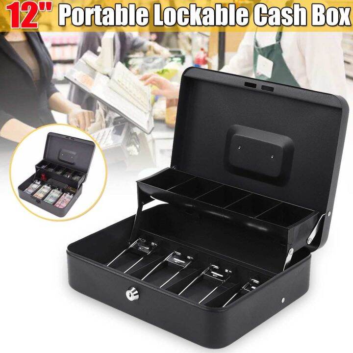 SAFE CASH BOX New 12-inch Security Safety Cash Box Drawer with Key Lock ...
