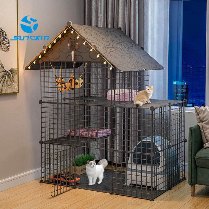 Sunxin DIY Panel Pet Cage Roof Fence Dogs Rabbits Cats Iron Metal Grids ...