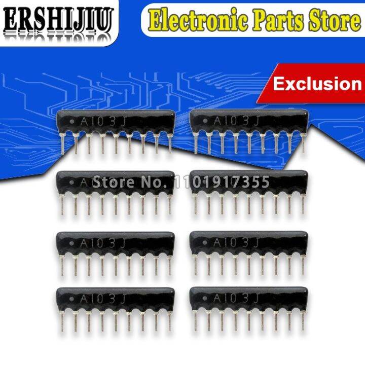 【cw】 10PCS/LOT Exclusion Network Resistor 5PIN 9PIN DIP 220 330 470 510 680 1K 1.2K 1.5K 2.2K 3 ...