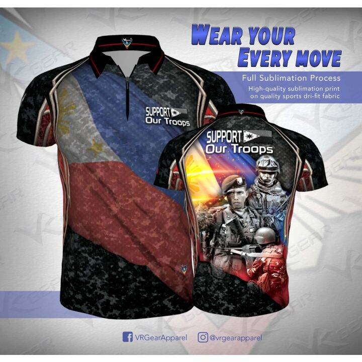 Support our Troops Black Full Sublimation Polo Shirt | Lazada PH