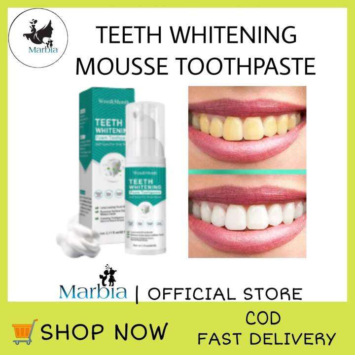 100% Effective Teeth Whitening Mousse Toothpaste Cleansing Teeth Mousse ...