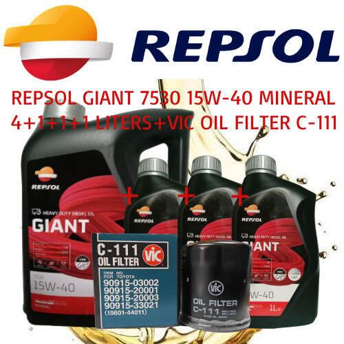 Repsol Giant 7530 15W40 Mineral 7 Liters+Vic Oil Filter C-111 | Lazada PH