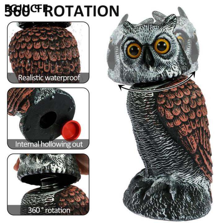 Fake Owl Decoy Lifelike Simulation Owl Bird Deterrent with 360° Swivel ...