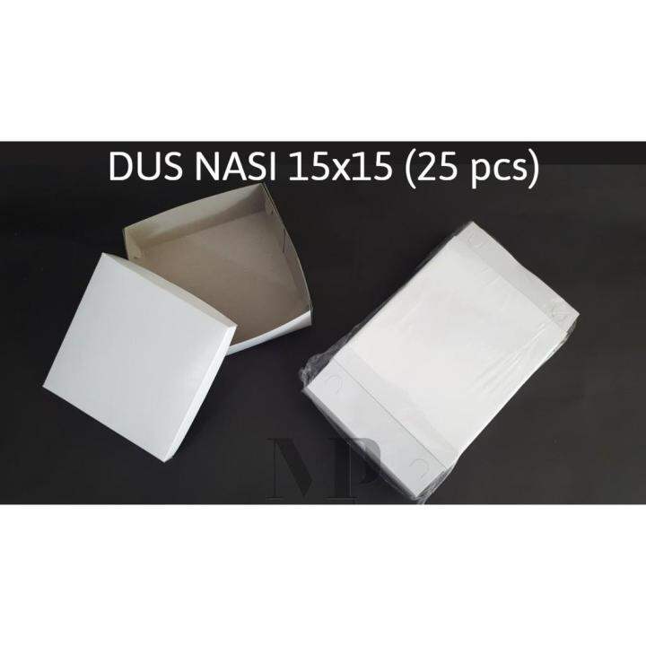 [25pcs] Dus Nasi Kotak 15x15 cm Putih Polos Catering Box | Lazada Indonesia