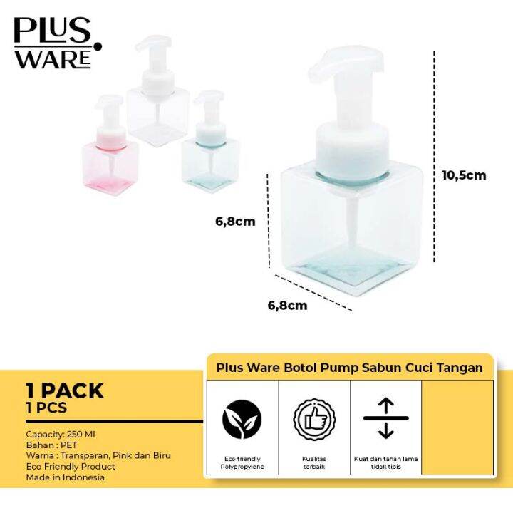 Plusware Botol Pump Sabun Cuci Tangan Cair Foam Busa 250 Ml | Lazada ...