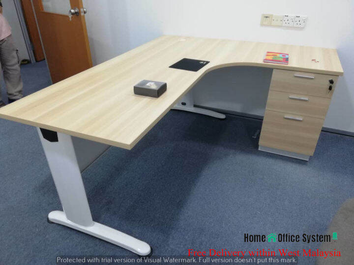 6 X 5 L Shape Office Table with 2D1F Pedestal + J Metal Leg - Home And ...