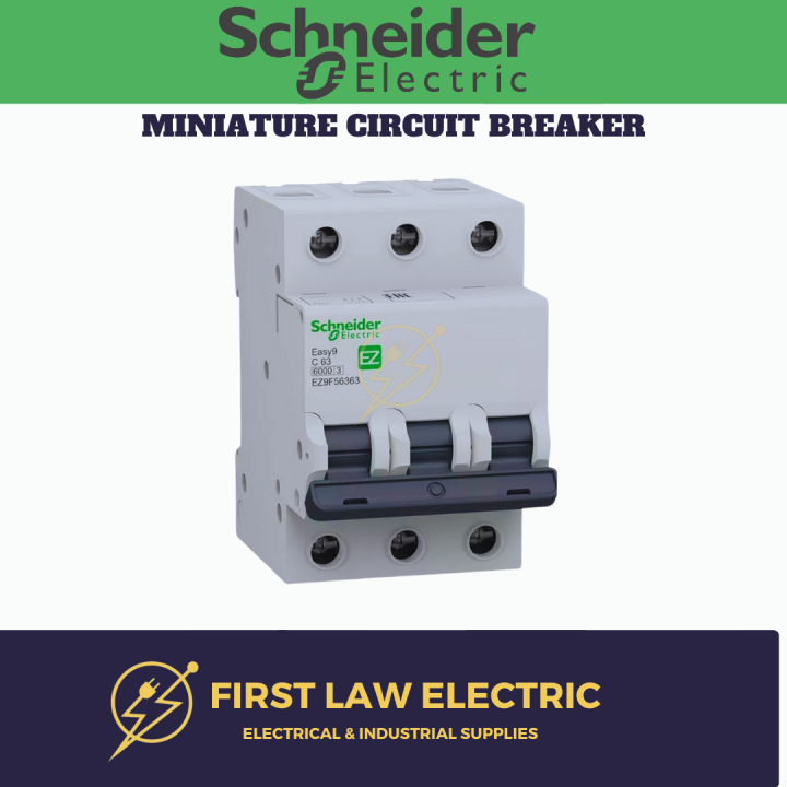 SCHNEIDER MCB | Miniature Circuit Breaker - Easy9 6A to 63A | 6kAIC | 3 POLE | | Lazada PH
