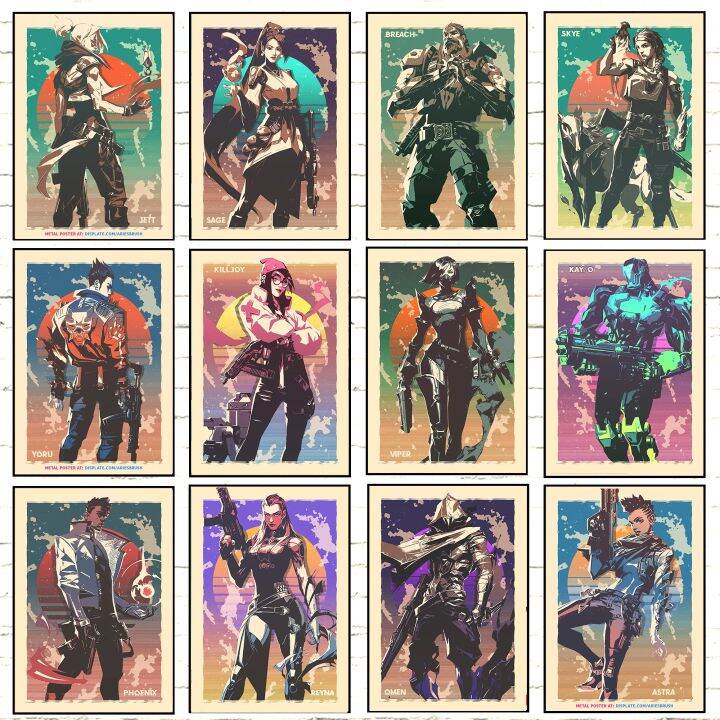 Vintage 2022 Online Game Valorant Poster Jett Valorant poster Painting ...