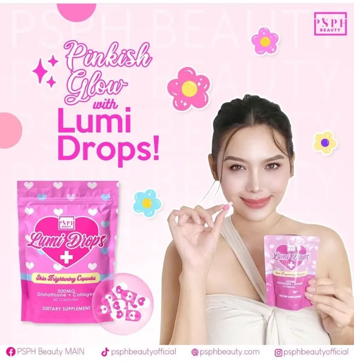 Lumi Drops Skin Brightening Capsules 500mg Glutathione + Collagen ...