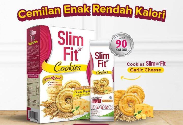 Slim & Fit Cookies Garlic Cheese 22gr Eceran Satuan Kukis Sehat ...