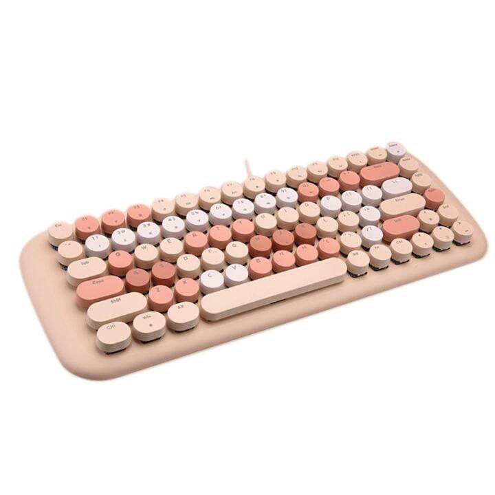 MOFII Wired Mechanical Keyboard Cute Round Keycaps with Led Light ...