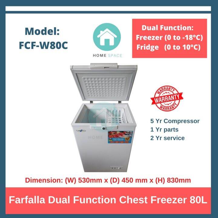 Farfalla Dual Function Chest Freezer (80L), FCF-W80C | Lazada Singapore