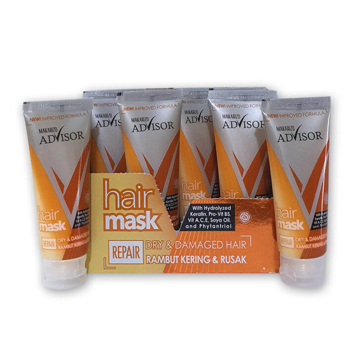 [Box isi 8 Tube] Makarizo Hair Mask Repair Advisor Masker Rambut Tube ...