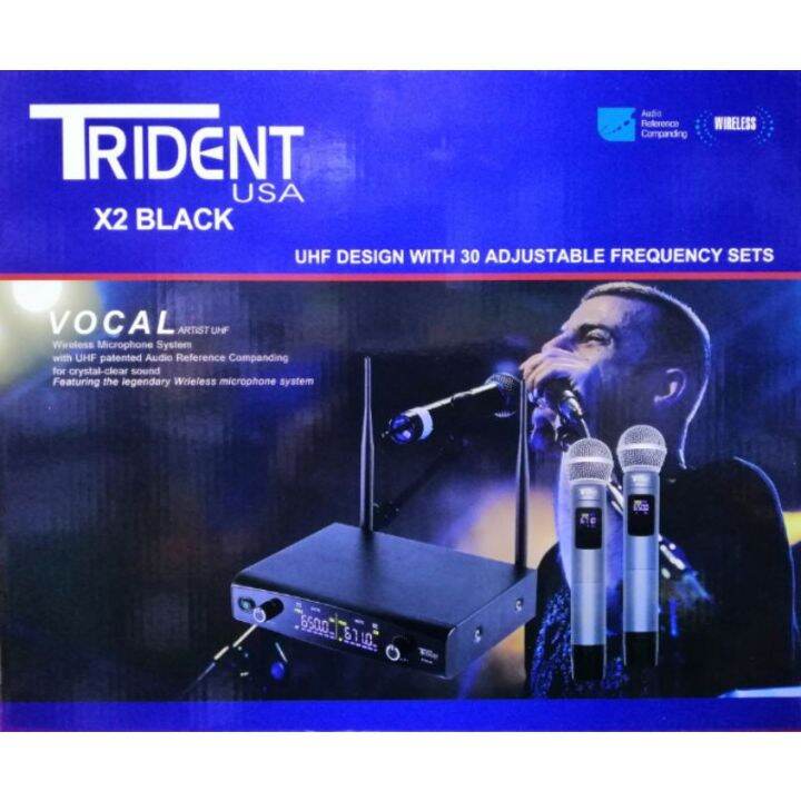 Trident X2-BLACK Dual Uhf wireless Microphone system design with 30 ...