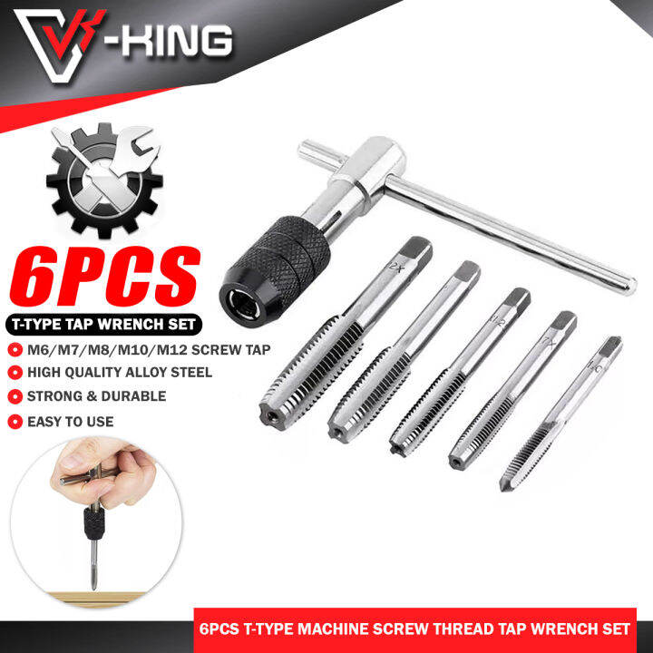 V-KING 6pcs T-type Machine Metal Hand Screw Thread Tap Wrench M6/M7/M8 ...