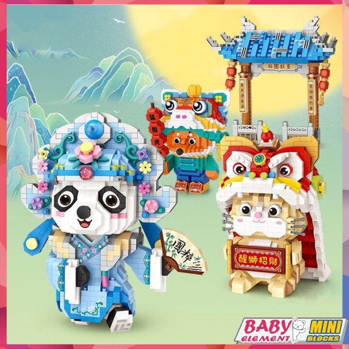 Creativity DIY MINI Panda Shape Nano Building Blocks Toy Beijing Opera ...