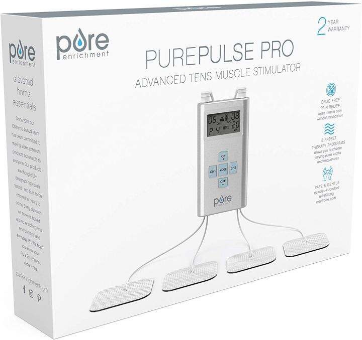 Pure Enrichment PurePulse Pro Advanced TENS Unit 8 Therapy Programs PEPULSEPRO (25 Pulse ...