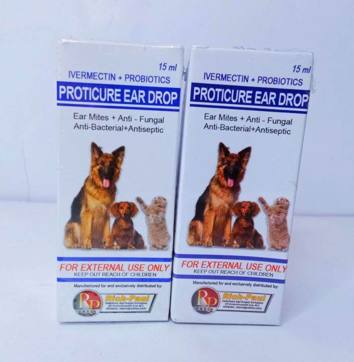 [VET SUPPORT] 2pcs Proticure Ear Drop 15ml for Dog and Cat Ear Mites ...