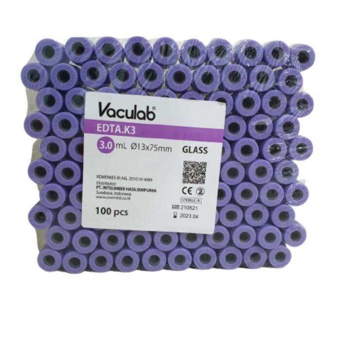 Tabung Darah Vaculab EDTA 3ML K3 original Tabung EDTA Vacutainer UNGU ...