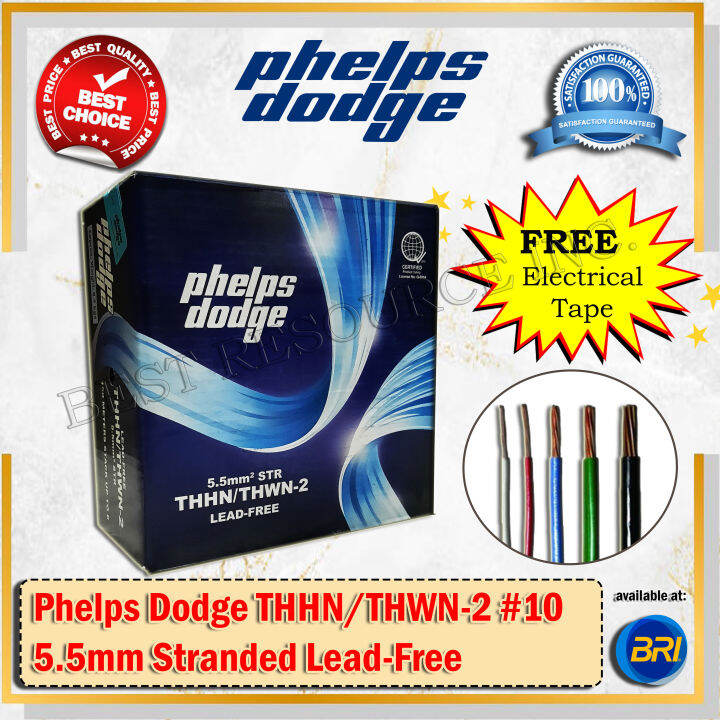 Phelps Dodge Wire Stranded #10 THHN/THWN-2 5.5mm2 Lead-Free 150meters ...