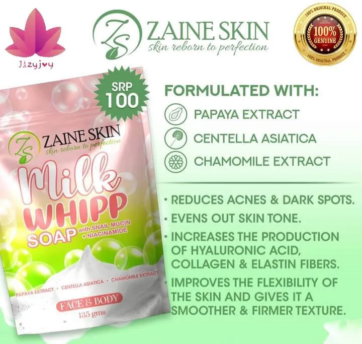 ZAINE MILK WHIPP SOAP with Snail Mucin, Niacinamide & Papaya Extract ...