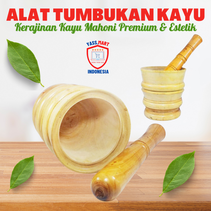 TUMBUKAN KAYU 1 SET (LUMPANG & ALU) Alat Bebekan Kayu Cobek Kayu ...