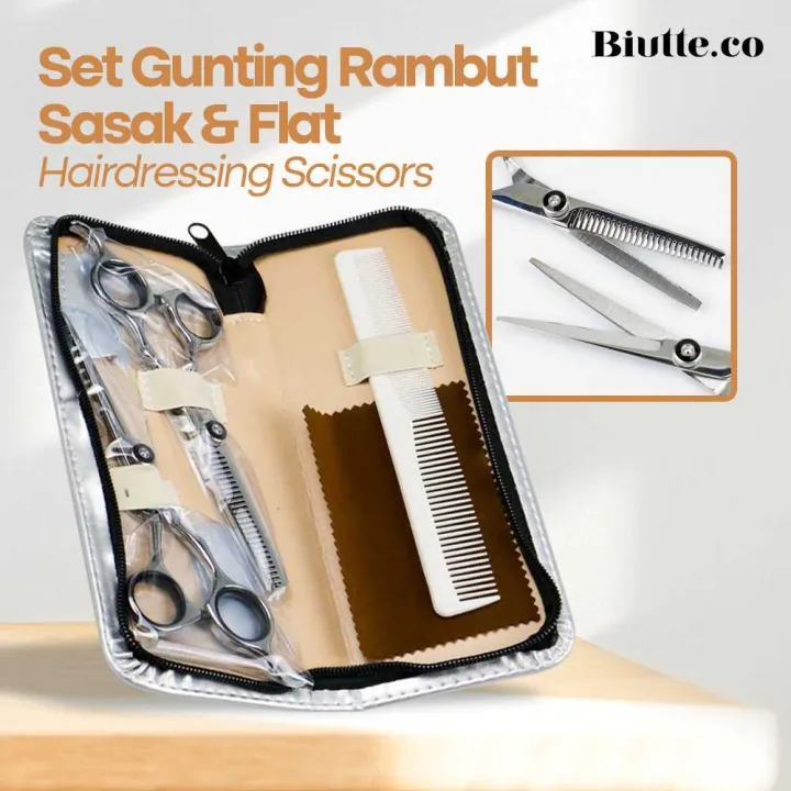PROMO Set Gunting Rambut Sasak & Flat Hairdressing Scissors dengan ...