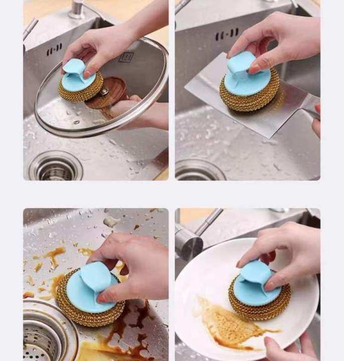 Wire Ball Brush With Handle Pan Cleaning Brush Dish Handle Washing ...