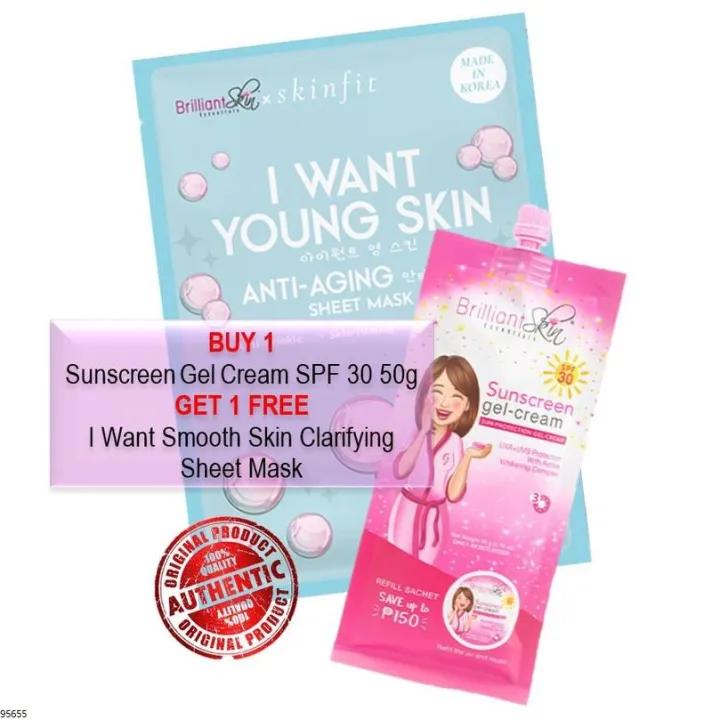 AUTHENTIC BRILLIANT SKIN - SUNSCREEN GEL-CREAM SPF 30 with FREE SKINFIT ...