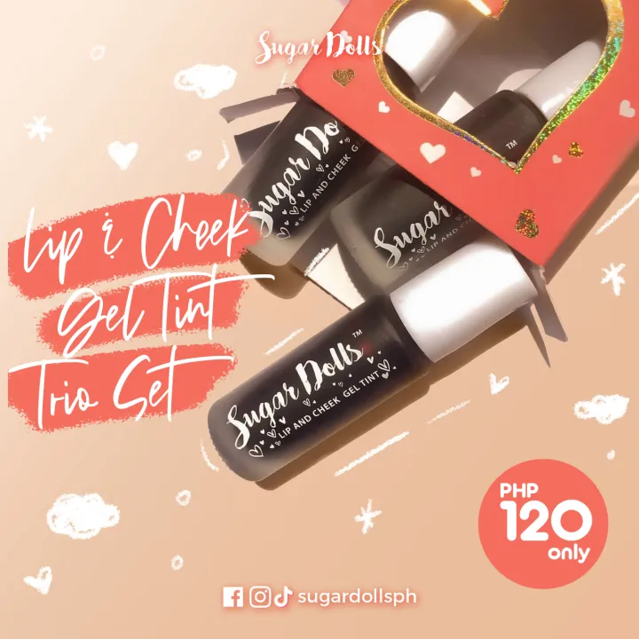 Lip & Cheek Gel Tint TRIO SET by Sugar Dolls w/ freebies!!! | Lazada PH