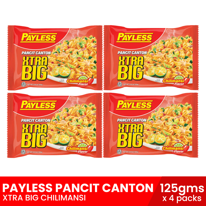 PAYLESS Xtra Big Pancit Canton Chili-Mansi 125g x 4 packs, instant noodles, snacks, breakfast ...