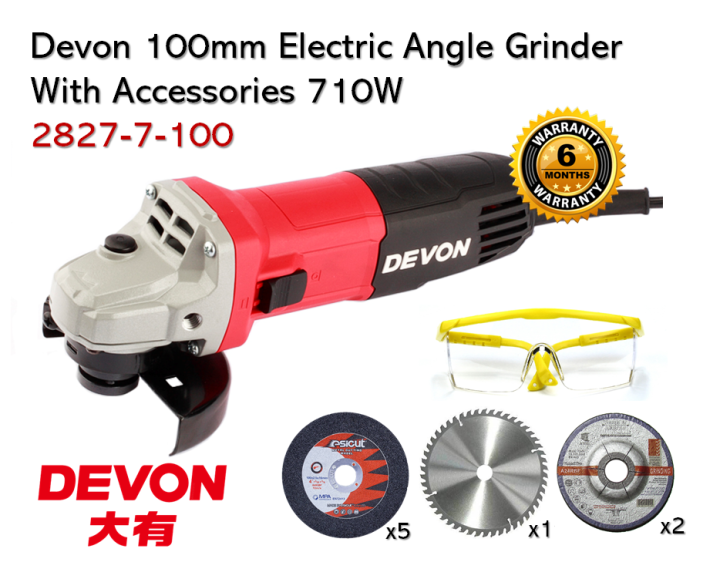 DEVON 2827 710W 4 Inch / 100mm Electric Angle Grinder With Free ...