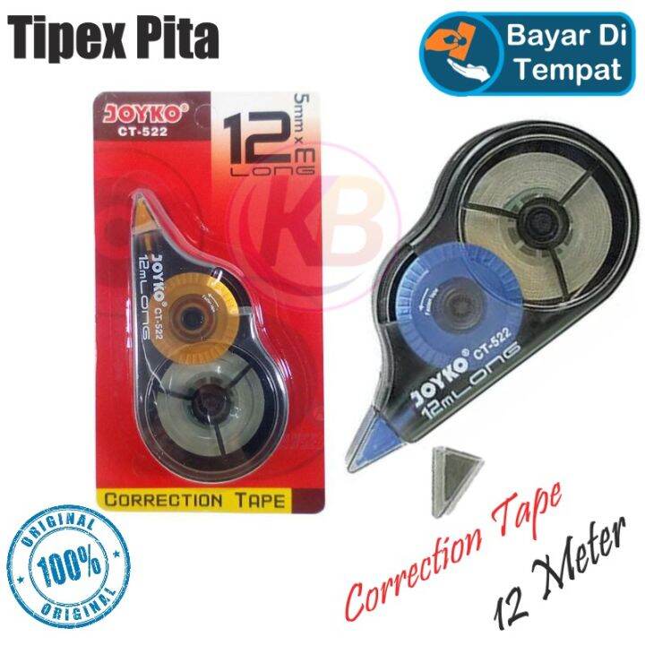 Tipe Ex Kertas / Correction Tape (Joyko CT-522) (Greebel GCT1924) / Tipe x Roll - 12m / 1 Pcs ...