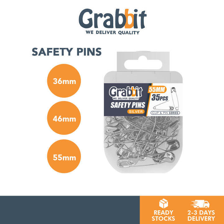 JJ GRABBIT Safety Pin 36mm 46mm 55mm Rust Resistant | Pin Keselamatan ...
