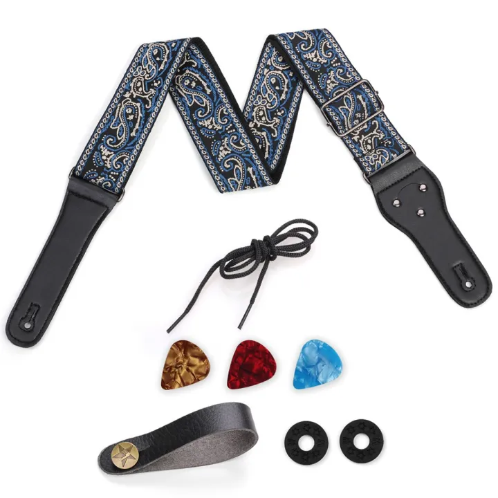 Embroidered Guitar Strap Guitar Strap For Electric Guitar Neck Strap PU ...