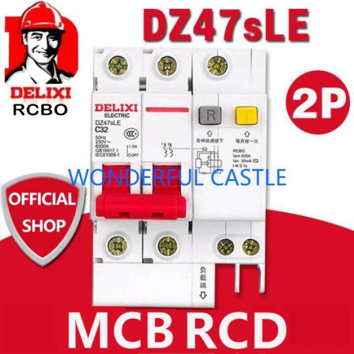 [ Philippines Stock ] DELIXI DZ47sLE RCBO RCD Circuit Breaker 2P 6A 10A 16A 20A 25A 32A 40A 50A ...