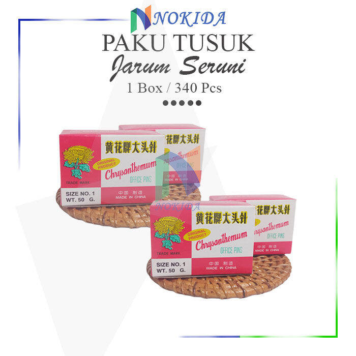 Nokida Office Pins Seruni [1 Box / 340 Pcs] / Jarum Pentul Flat Polos ...