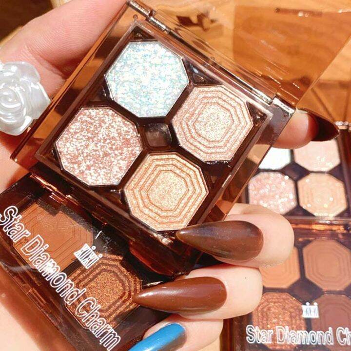 BEAUTYBIGBANG 4 Colors Palette Earth Glitter Highlighter Eye Shadow ...