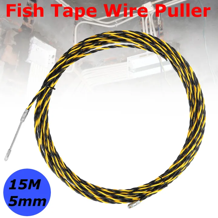 15M 5mm Spiral Cable Puller Conduit Snake Cable Rodder Fish Tape Wire ...