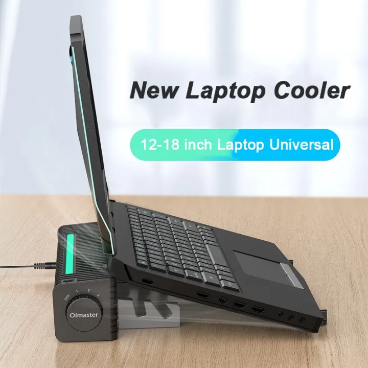 Base Laptop Stand Cooling Rad Speed Adjustable Notebook Cooler Desk Fan ...