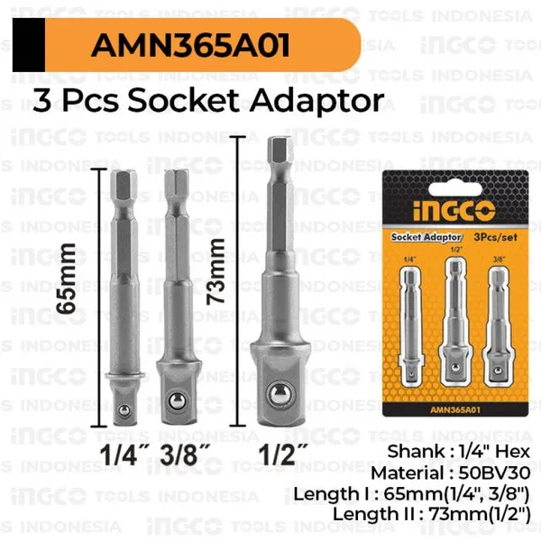 Adapter Hex Key Shock INGCO AMN365A01 SET 3pcs Extension Impact Driver ...