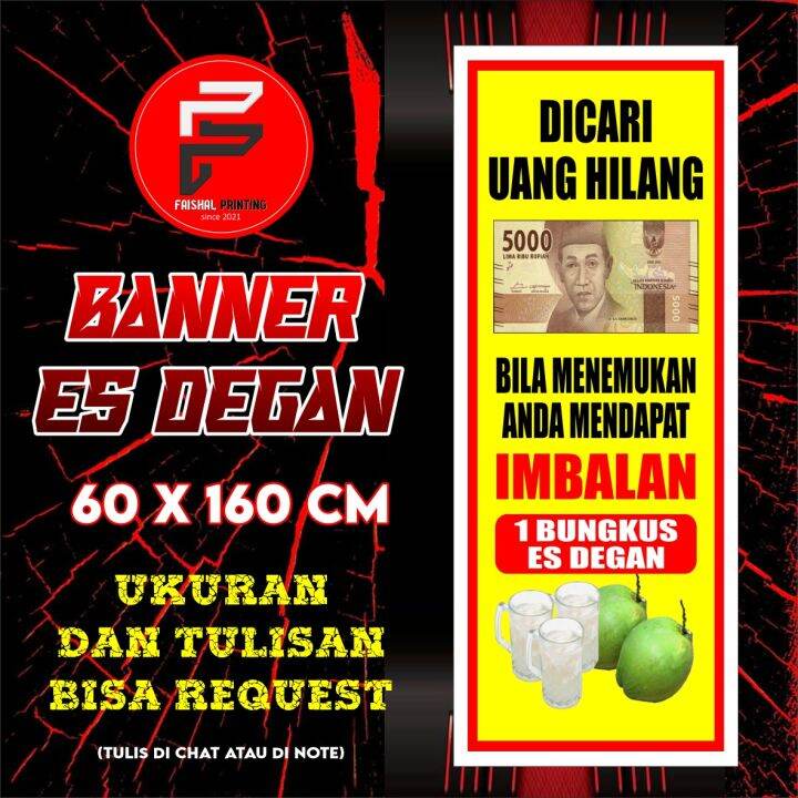 Banner Es Kelapa / Banner Es degan / Banner Kustom Ukuran 60 x 160 cm ...