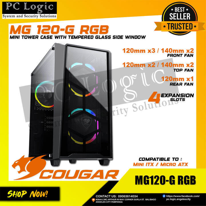 COUGAR MG120-G RGB MINI TOWER BLACK GAMING CASE / TEMPERED GLASS ...