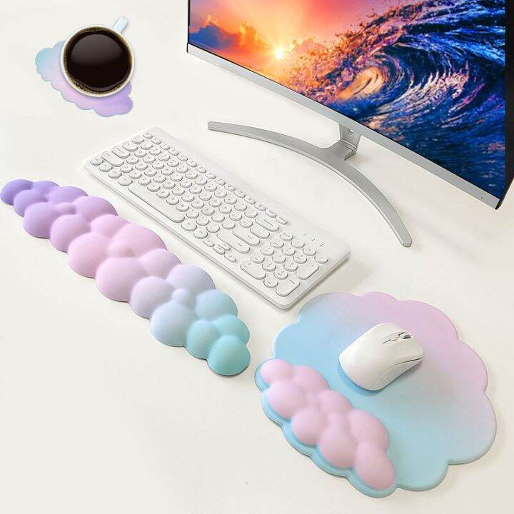 Keyboard Wrist Rest Mouse Pad Arm Wrist For Gaming Non-Slip Base Memory ...
