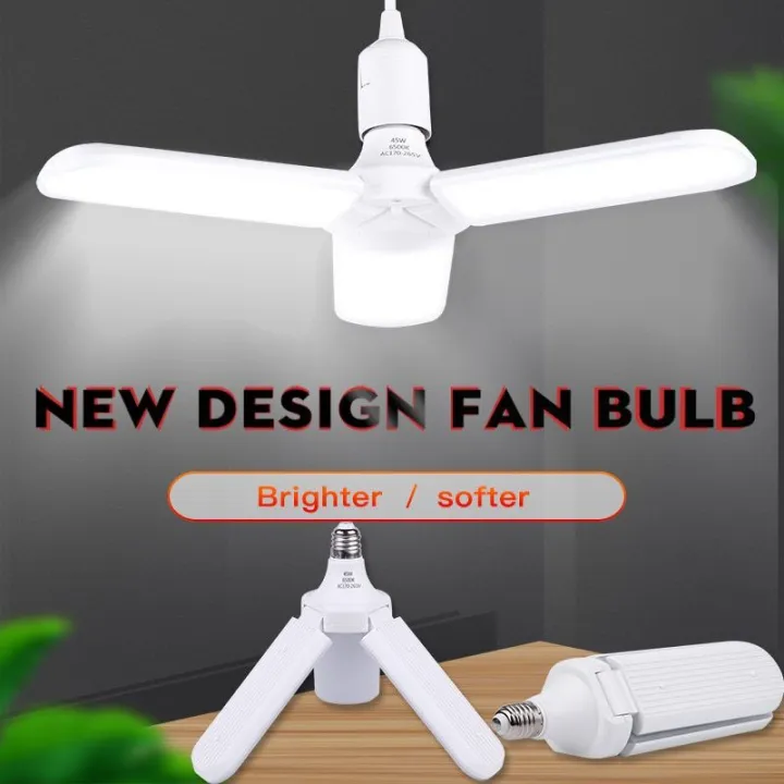 45W 6500K AC170-265V Foldable Fan Blade LED Light Bulb | Lazada PH